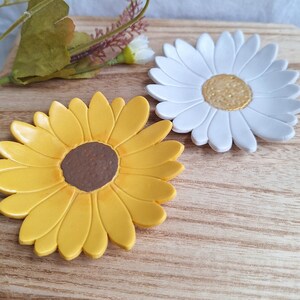 Sunflower and Daisy Trinket Trays Floral Jewelry Dish Polymer Clay Tray ...