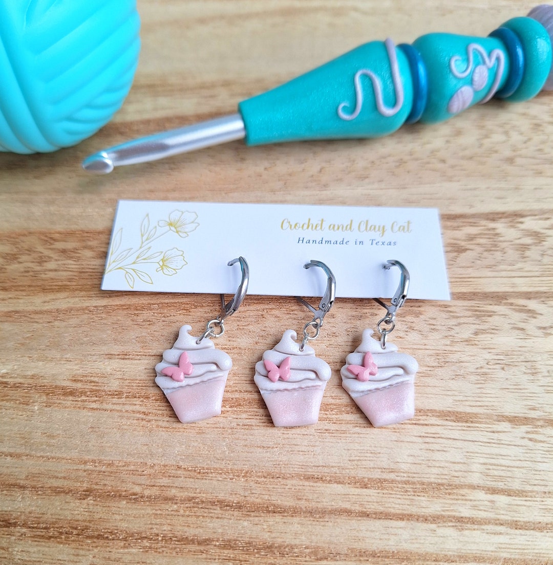 Pink Cupcake Stitch Markers for Crochet and Knitting Polymer - Etsy