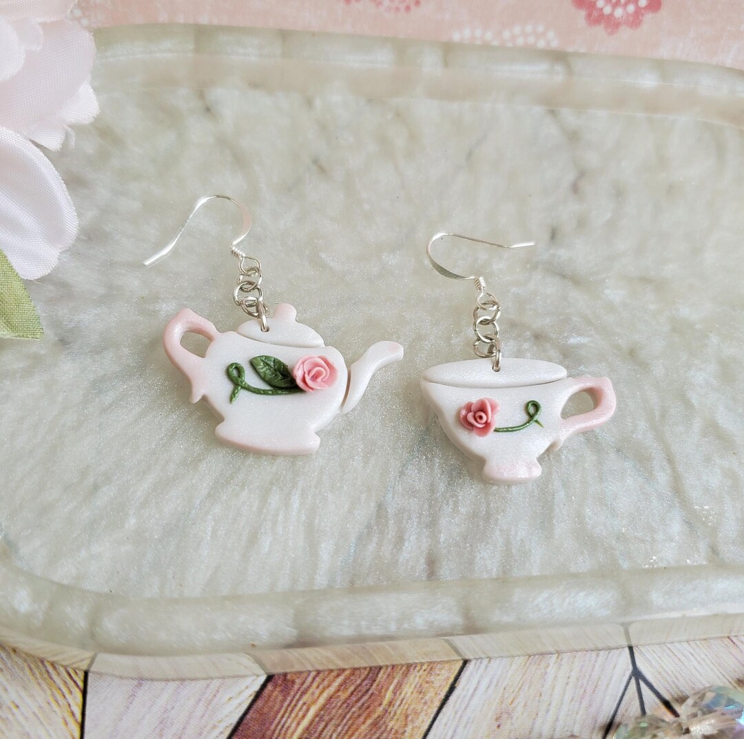 Teapot Earrings vintage Tea Set Earrings Cottagecore Fashion Lavender ...