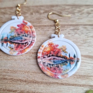 Fall Scenery Earrings | Polymer Clay Cottagecore Jewelry | Autumn ...