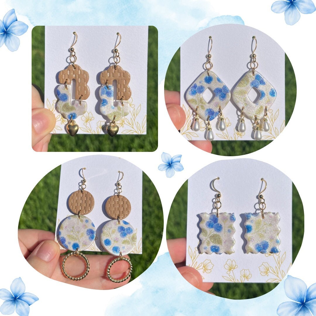 Blueberry Patterned Earrings Summer Jewelry Polymer Clay Earring Fruit ...