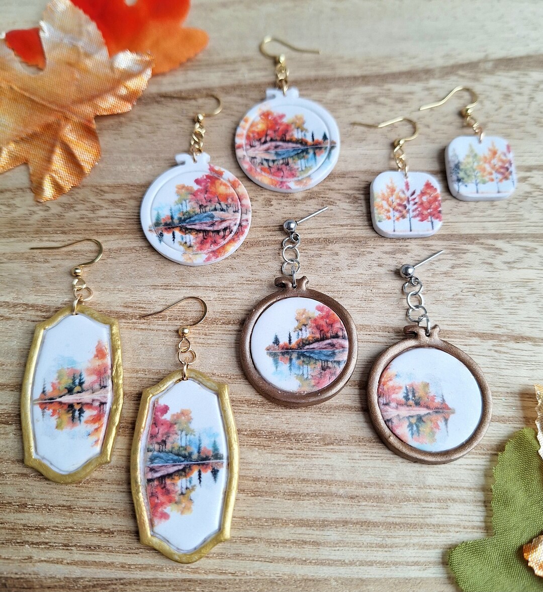 Fall Scenery Earrings | Polymer Clay Cottagecore Jewelry | Autumn ...
