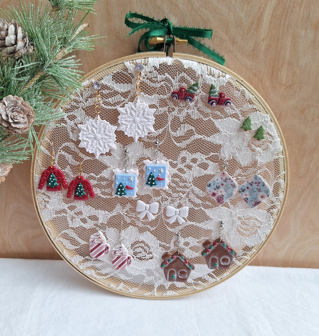Earrings Organizer | Embroidery Hoop Jewelry Holder | Wall Decor | Cute ...