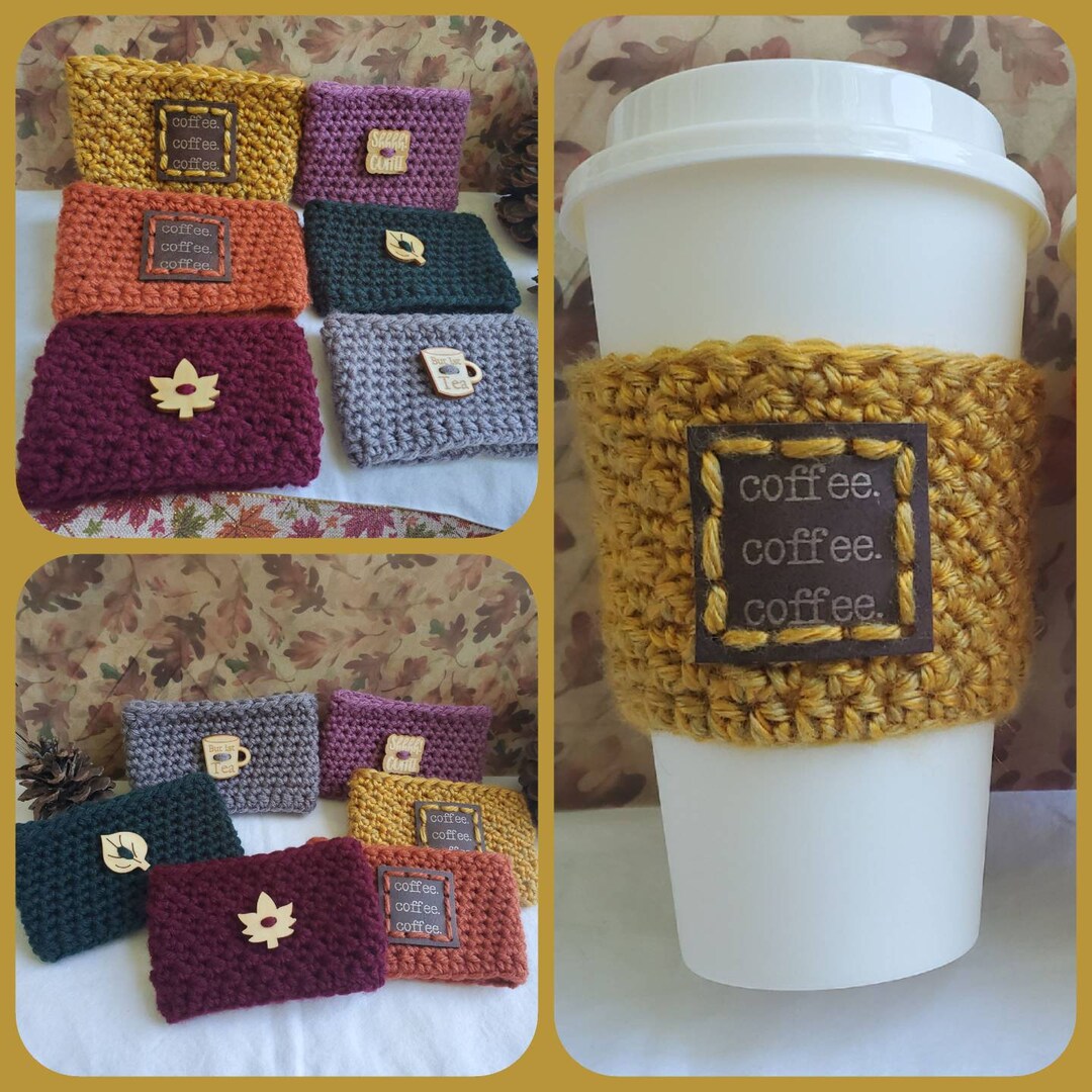Crocheted Hot Cup Sleeve Cozy Coffee Warmer Hot Beverage Cover Tea ...