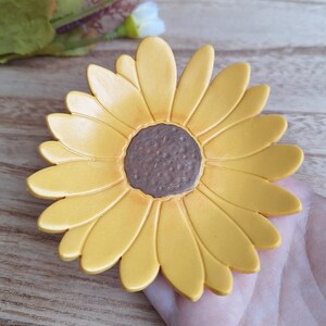 Sunflower and Daisy Trinket Trays Floral Jewelry Dish Polymer Clay Tray ...