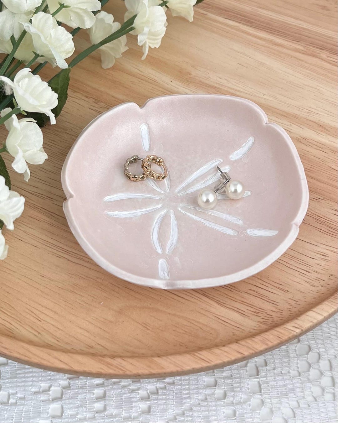 Sand Dollar Trinket Trays | Seashell Jewelry Dish | Polymer Clay Tray ...