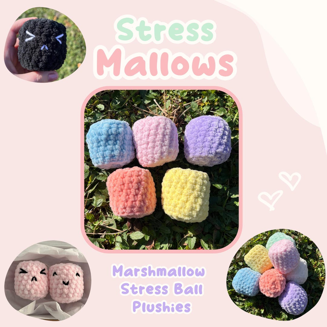 Stress Mallow Crochet Marshmallow Stress Ball | Plush Fidget Toy | ADHD ...
