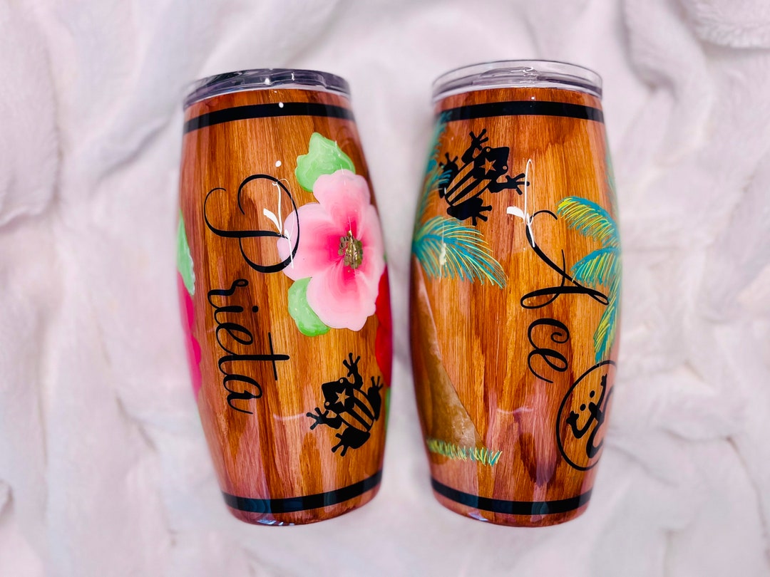 Conga Tumbler: Personalized Floral or Palm Tree Design - Etsy
