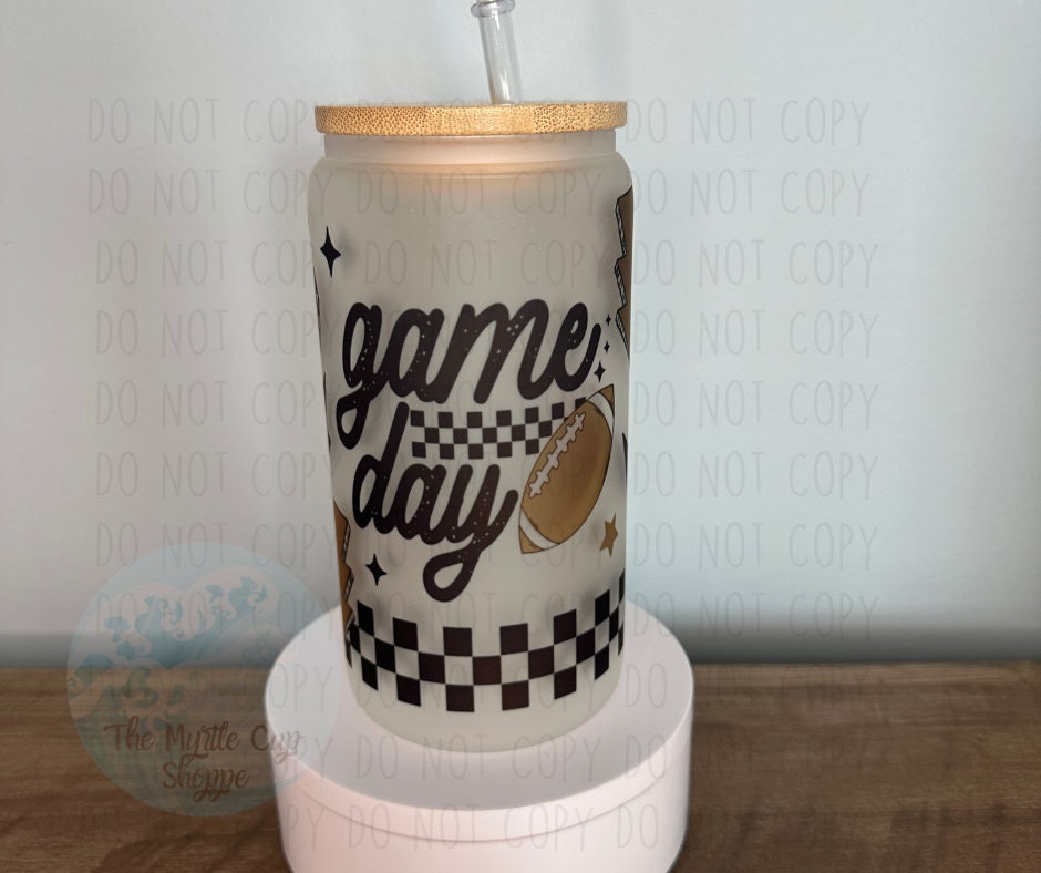 16 Oz Glass Mason Cup "game Day - Etsy