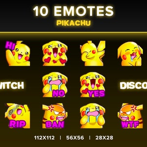 10 Pikachu Emotes Cute Pokemon Emote Pack for Twitch or - Etsy