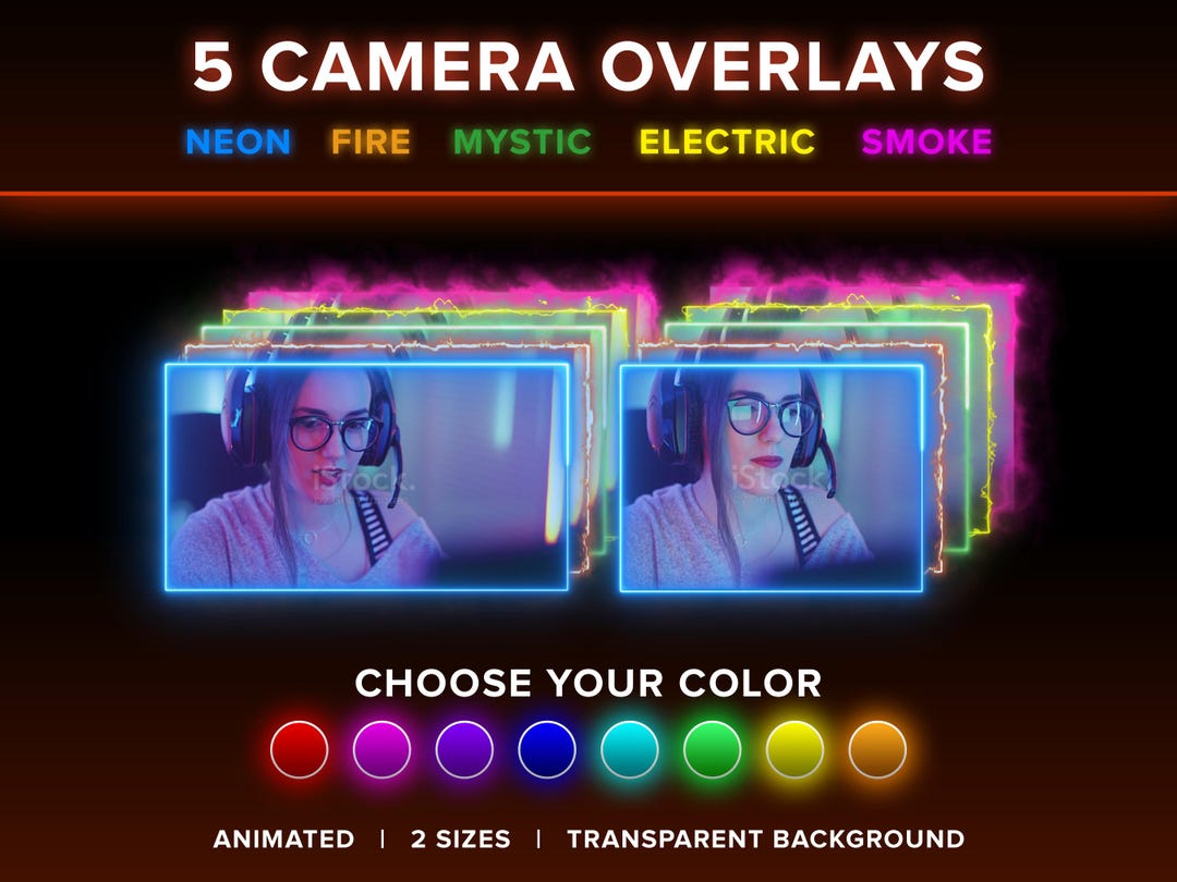 5 Animated Camera Overlays Twitch | Overlay Pack | Neon, Fire, Mystic ...
