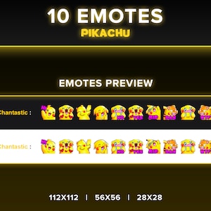 10 Pikachu Emotes | Cute Pokemon Emote Pack | for Twitch or Discord - Etsy