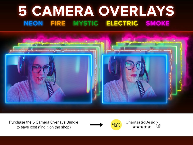 Animated Neon Camera Overlay Twitch | Customizable Color | Webcam ...