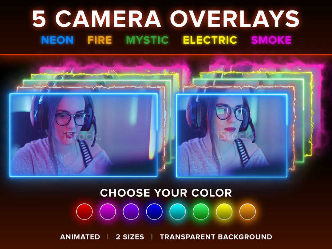 5 Animated Camera Overlays Twitch Overlay Pack Neon, Fire, Mystic ...