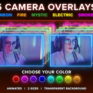 5 Animated Camera Overlays Twitch Overlay Pack Neon, Fire, Mystic ...