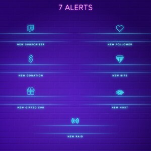 7 Animated Neon Lights Stream Alerts | Pink & Cyan | New Subscriber ...