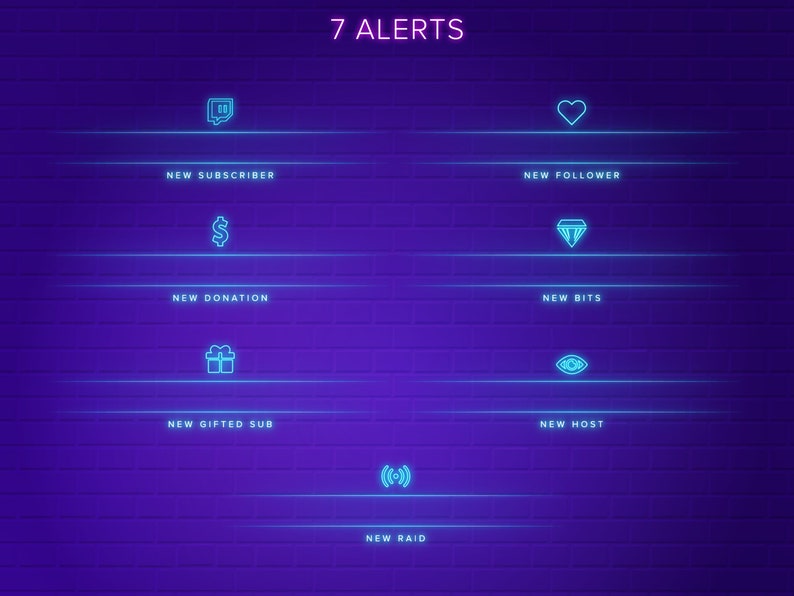 7 Animated Neon Lights Stream Alerts | Pink & Cyan | New Subscriber ...