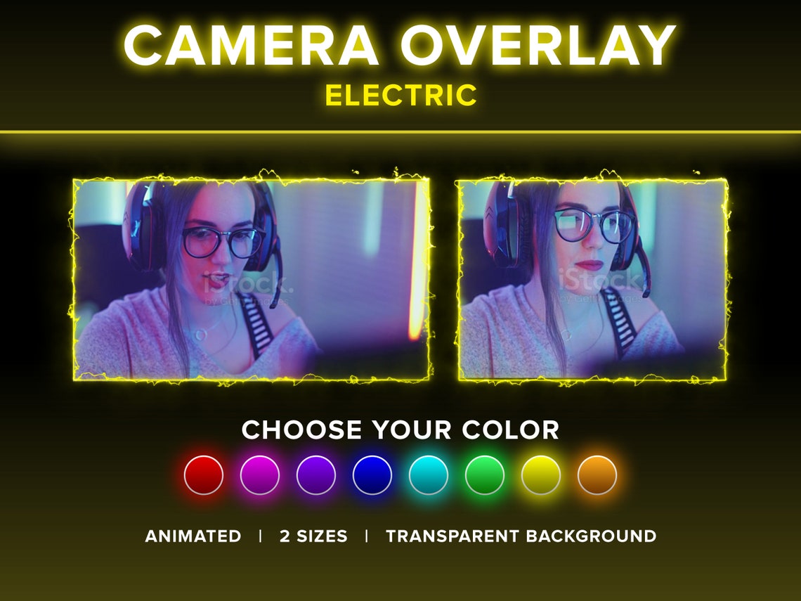Animated Electric Camera Overlay Twitch | Customizable Color | Webcam ...