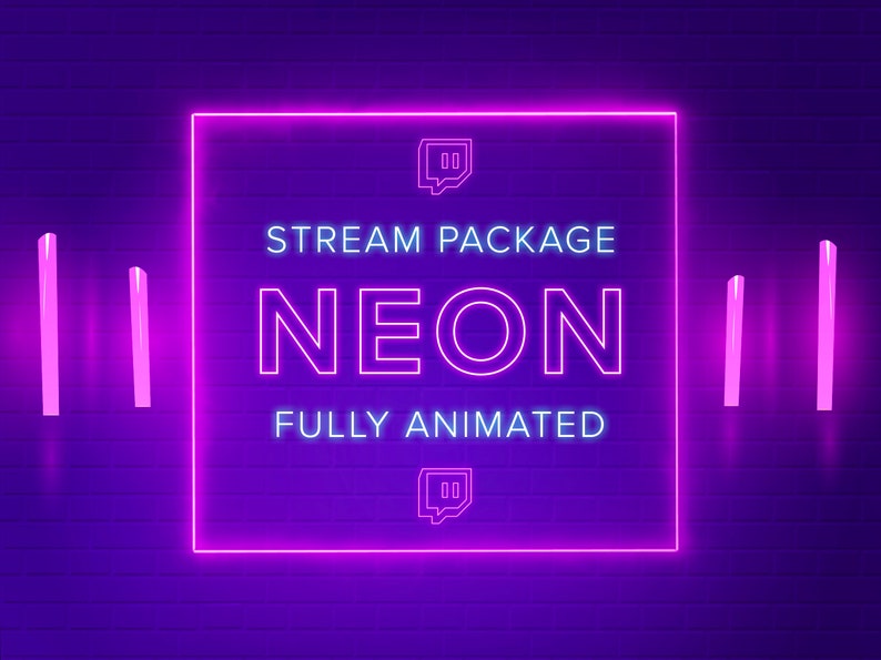 Animated Twitch Pack NEON Lights | Sci-fi Pink & Cyan Lights Stream ...