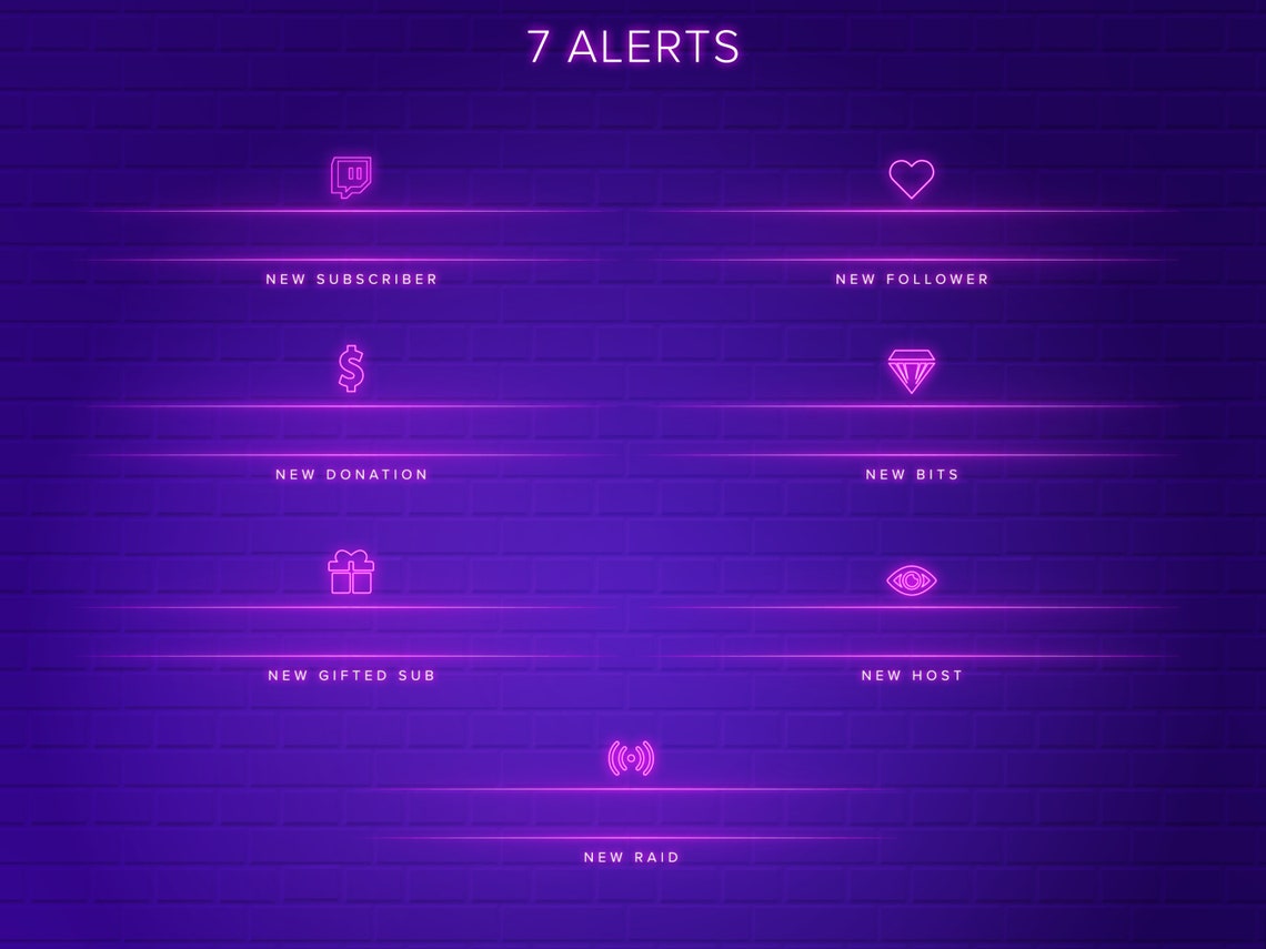 7 Animated Neon Lights Stream Alerts | Pink & Cyan | New Subscriber ...