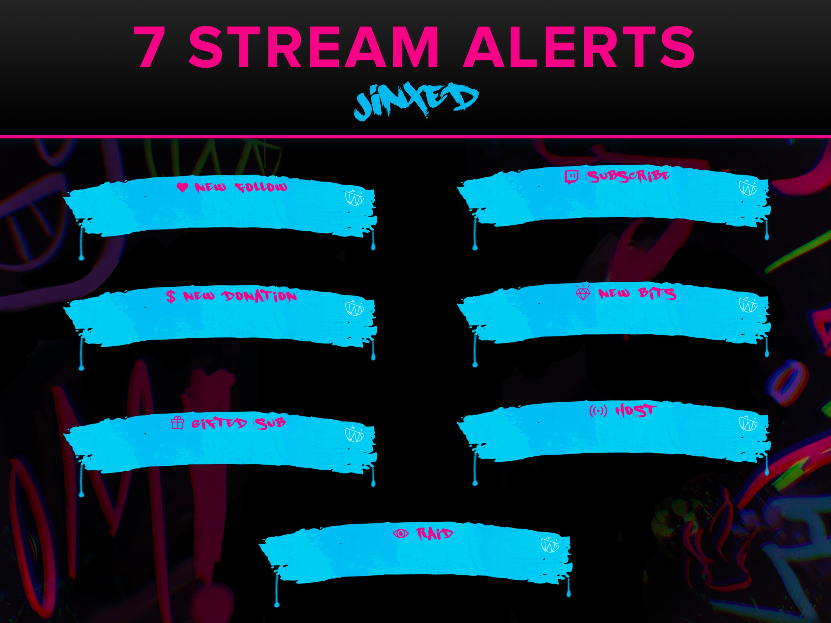 7 Jinx Animated Twitch Alerts for Streamers | "jinxed" | Pink & Blue ...