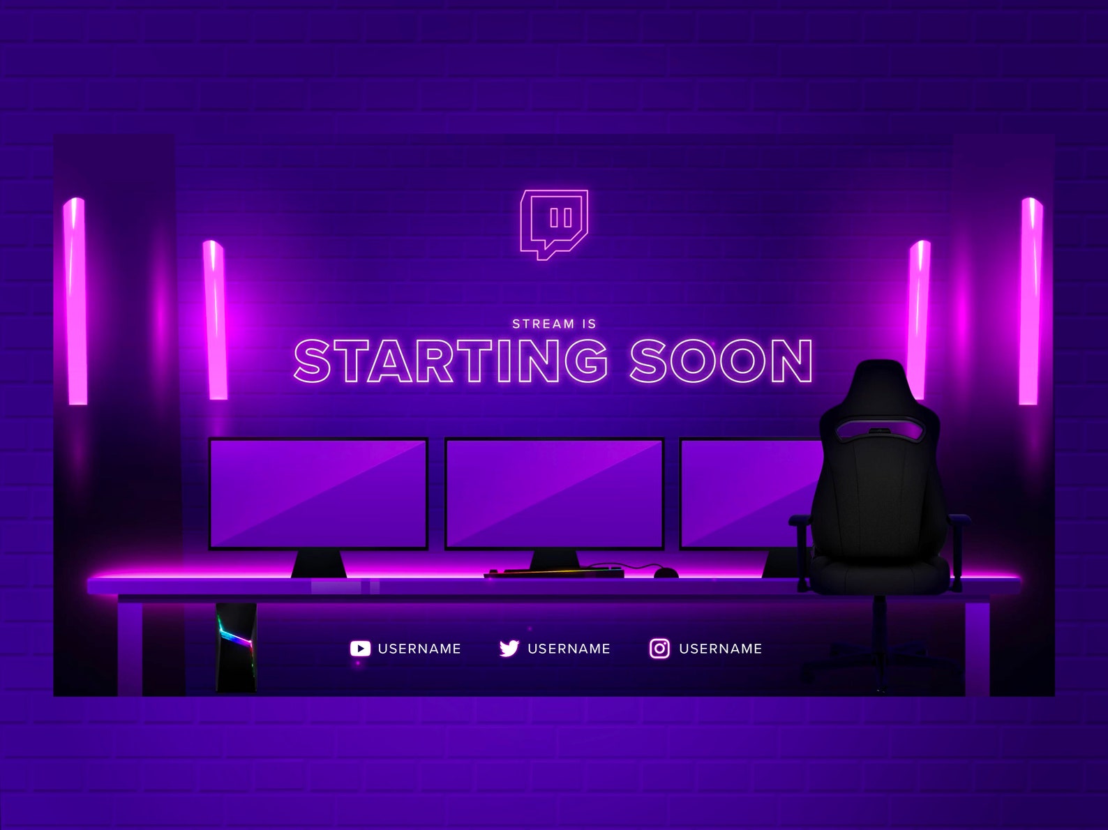 Animated Twitch Pack NEON Lights | Sci-fi Pink & Cyan Lights Stream ...