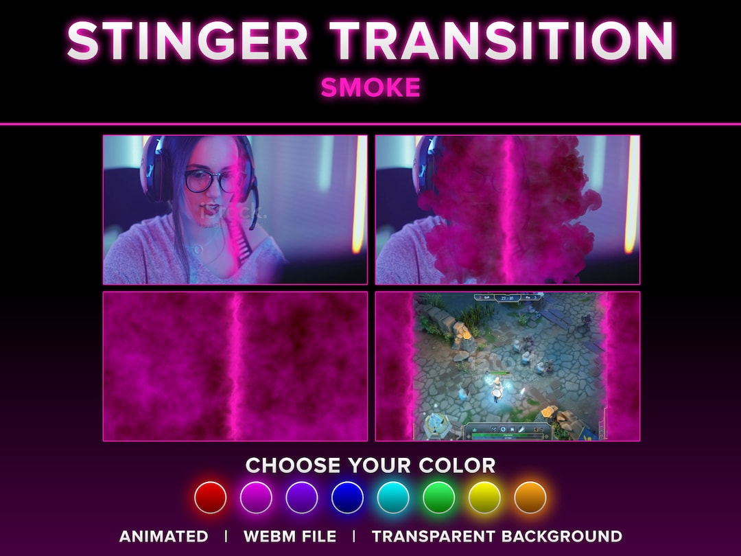 Animated Smoke Transition Overlay Twitch Customizable Color Stinger ...