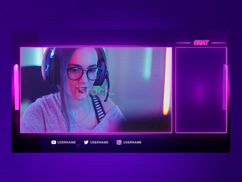 Animated Twitch Pack NEON Lights | Sci-fi Pink & Cyan Lights Stream ...