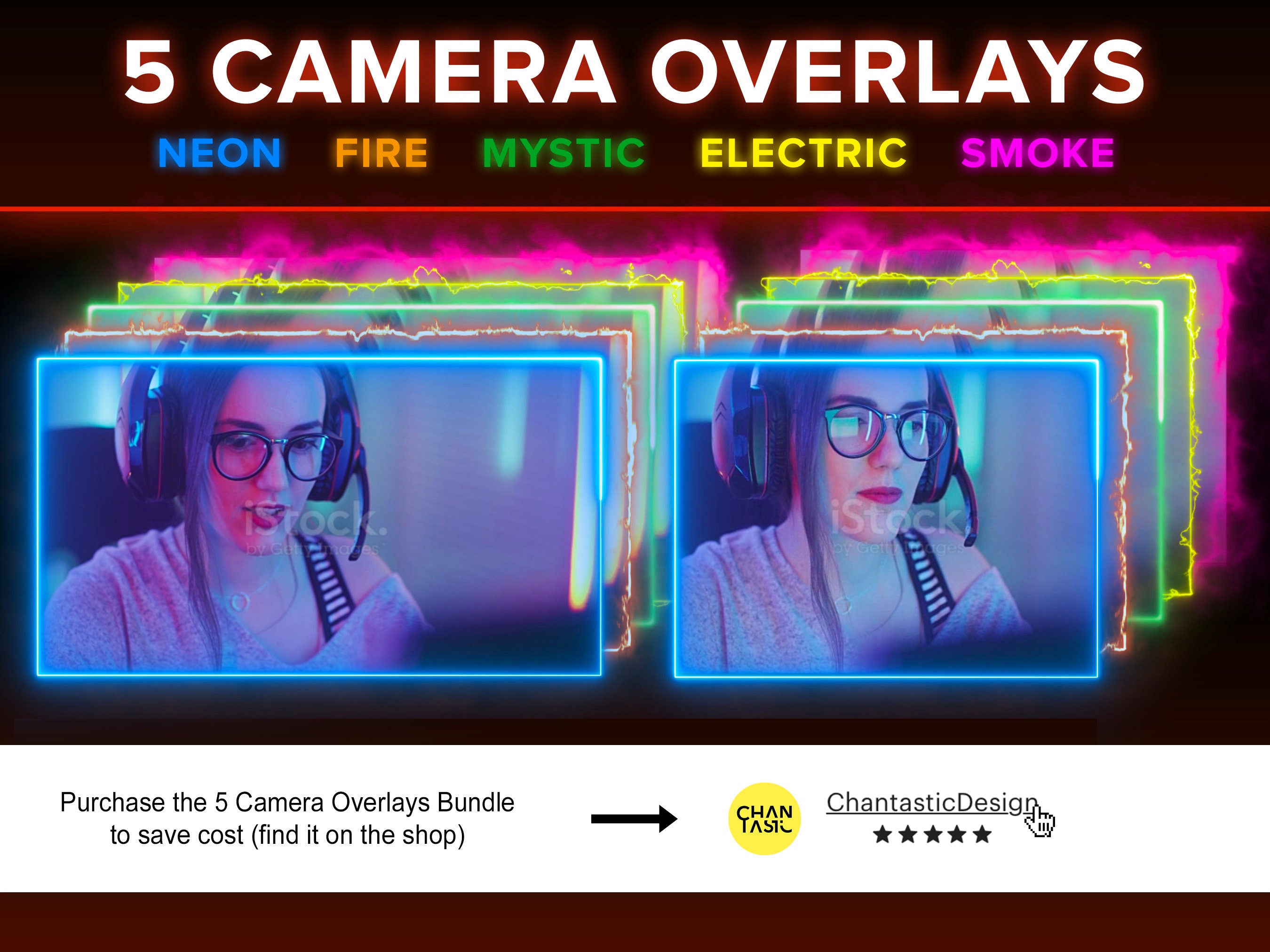 Animated Electric Camera Overlay Twitch | Customizable Color | Webcam ...