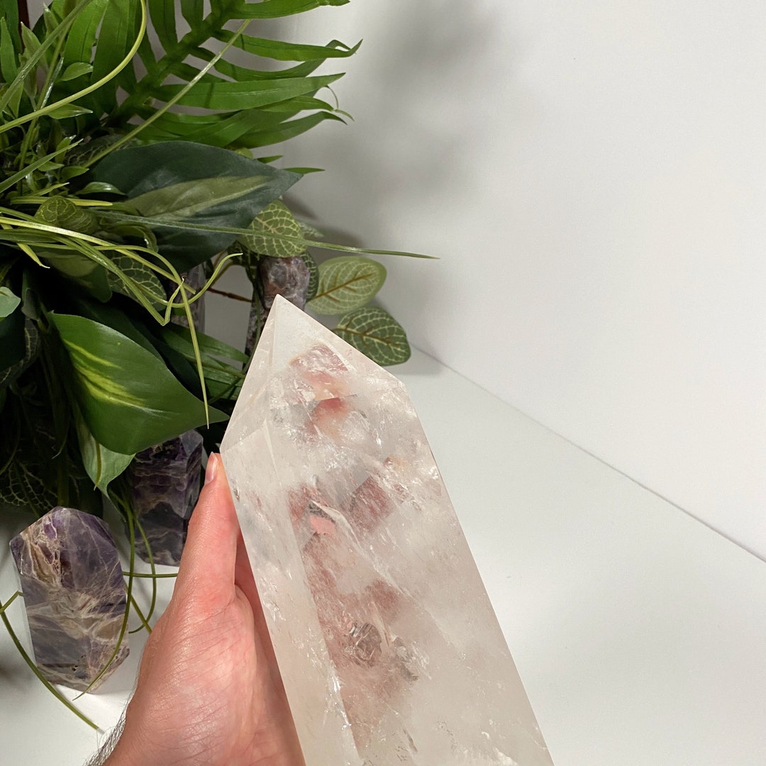 Large Natural Polished Clear Quartz Tower for Mediation, Crystal Grids ...