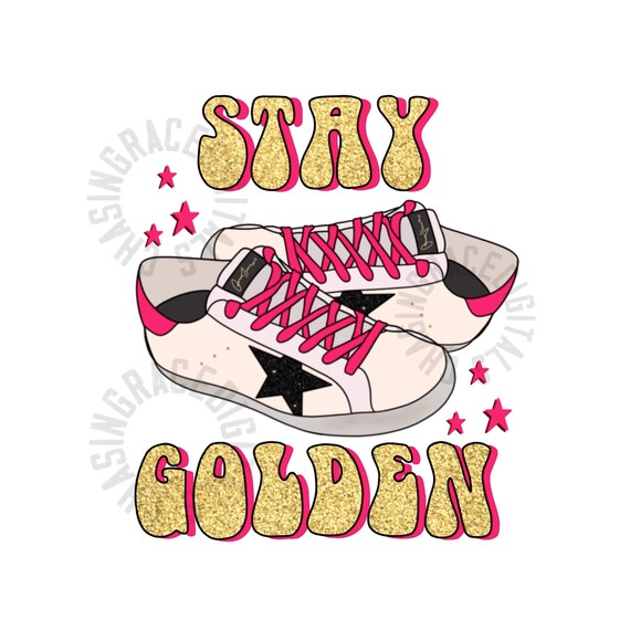 Golden Stay Golden Retro Gold Glitter Stars Sparkles - Etsy