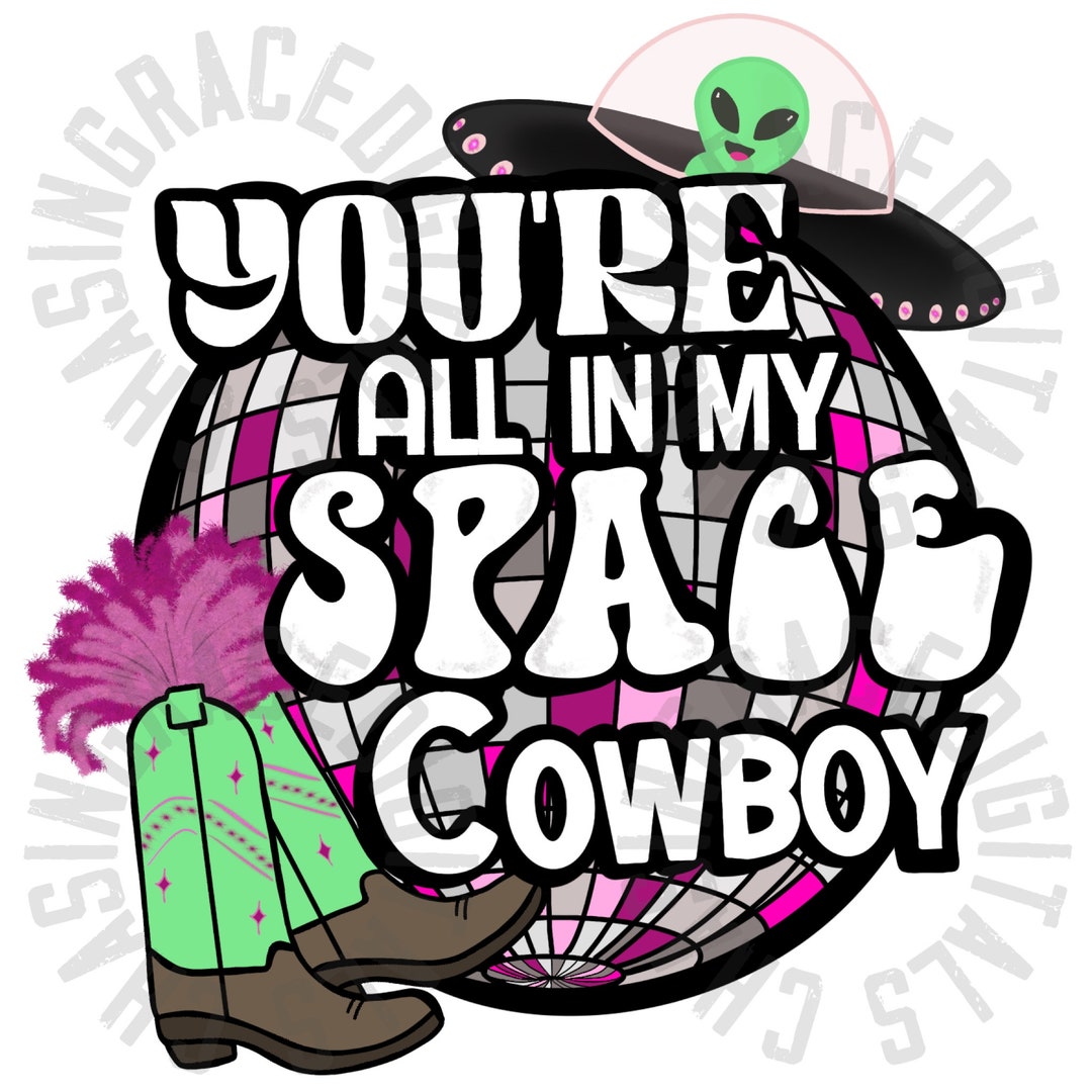 Space Cowboy PNG, Digital Download, Retro, Cowgirl, Aliens, Disco Ball ...