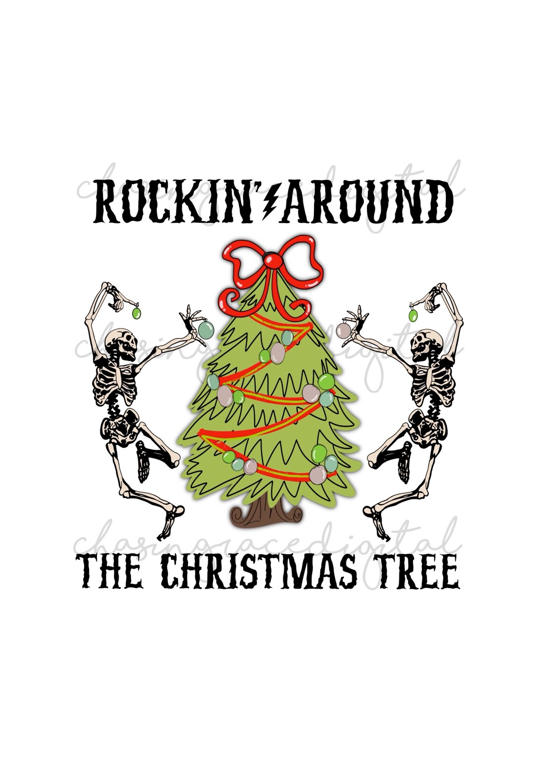Rocking Around the Christmas Tree, PNG , Skeleton, Rock on , Instant ...