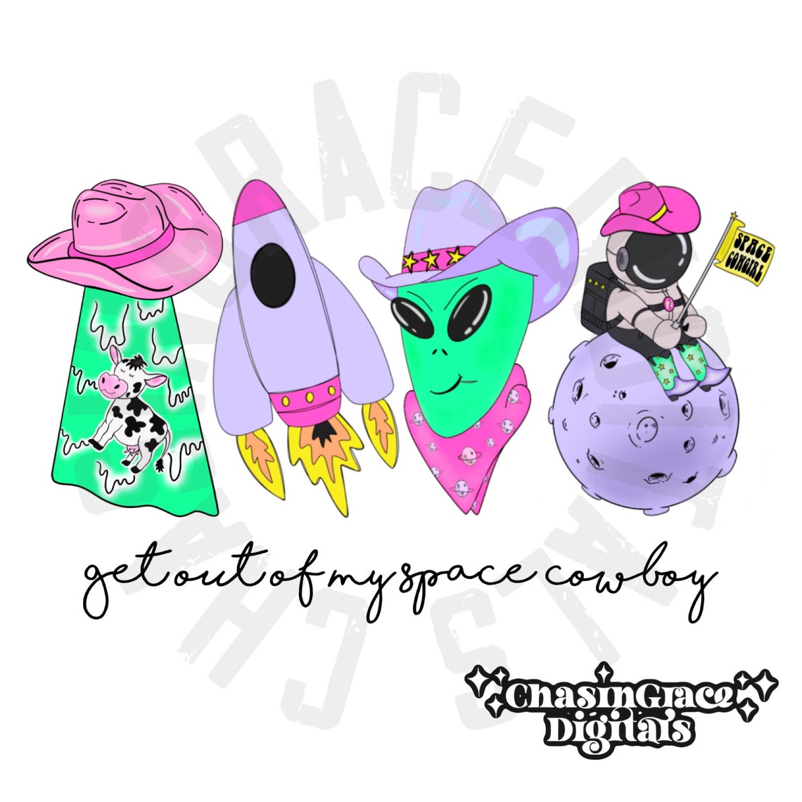 Space Cowgirl PNG Digital Download Western Alien - Etsy
