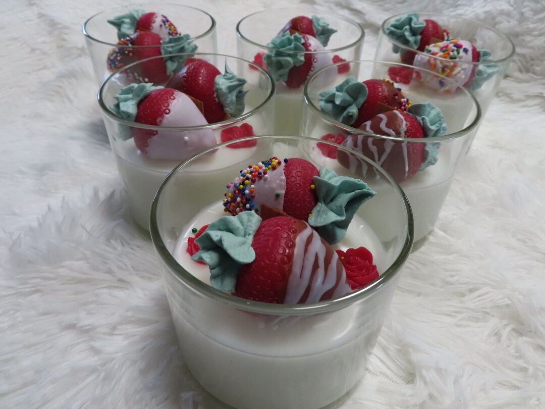 Chocolate Covered Strawberry Scented Candle Crackling Booster Wood Wick ...