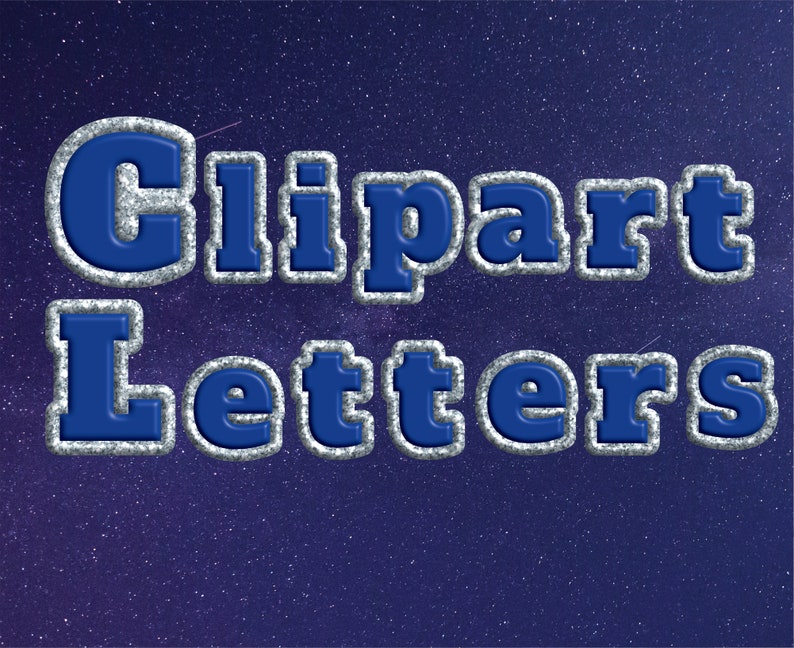 Blue Silver Glitter Alphabet Pack Digital Clipart Varsity - Etsy