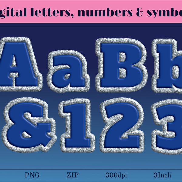 Glitter Varsity Letter Clipart - Etsy