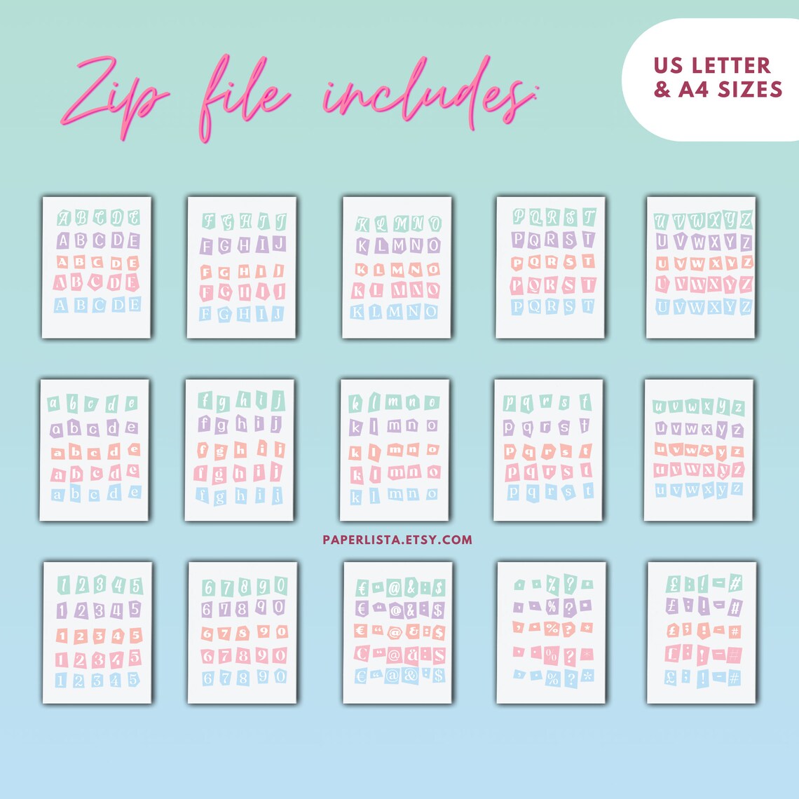 Printable Download PDF Magazine Letters Alphabet Numbers, Ransom Note ...