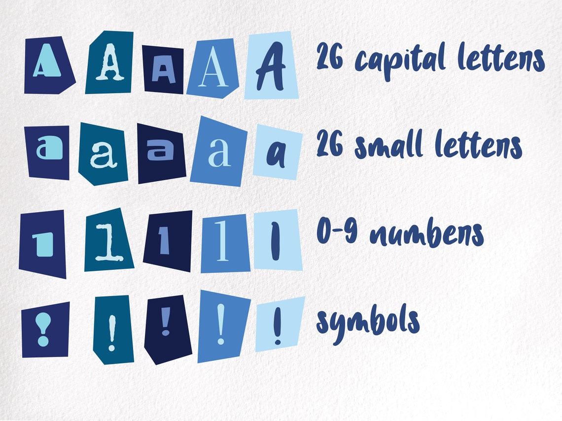 Digital RANSOM NOTE Letters & Numbers - Alphabet Images Ephemera. Junk ...