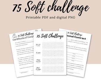 75 Soft Challenge Tracker, Digital PDF Download, Bullet, Journal ...