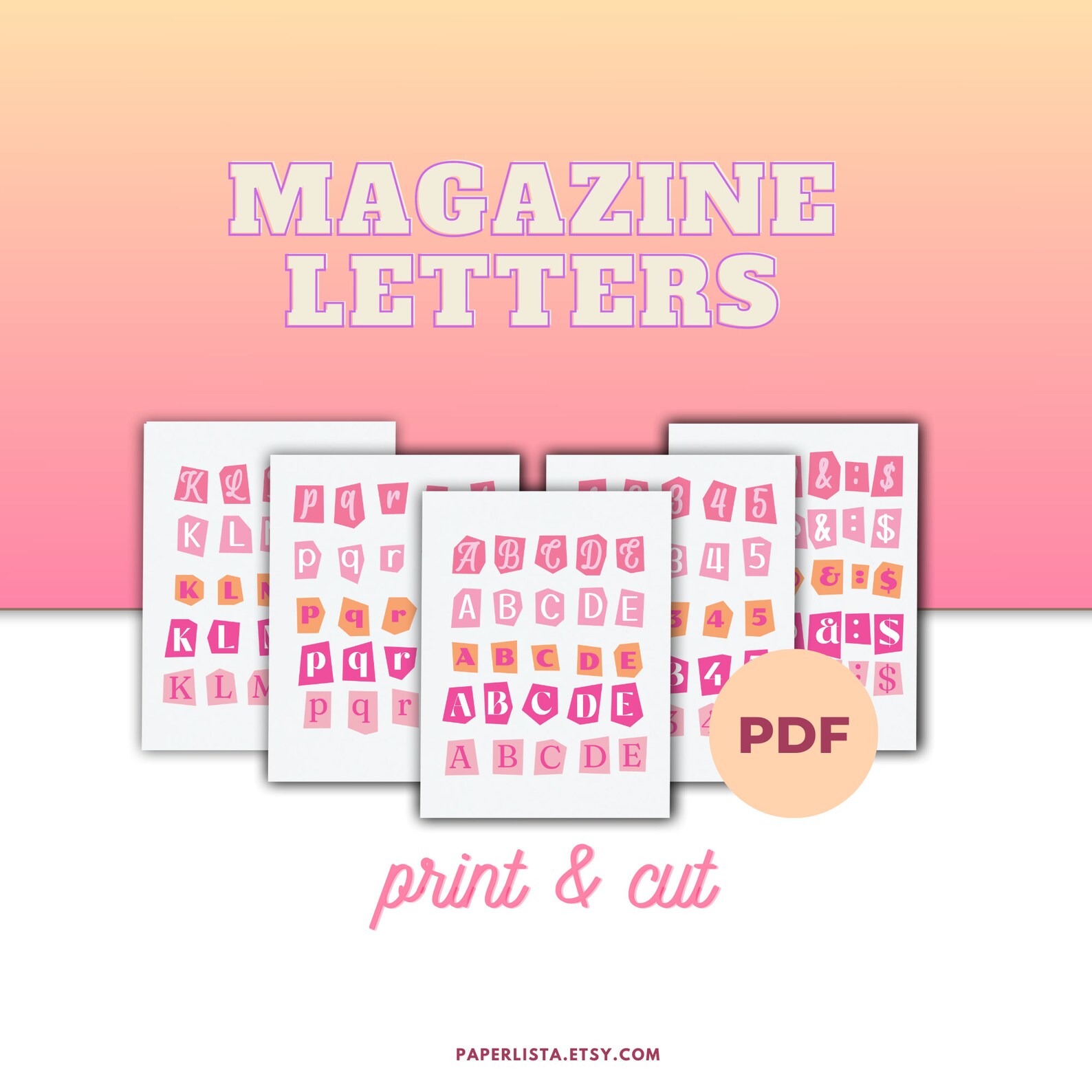 Printable Download PDF Magazine Letters Alphabet Numbers, Ransom Note ...