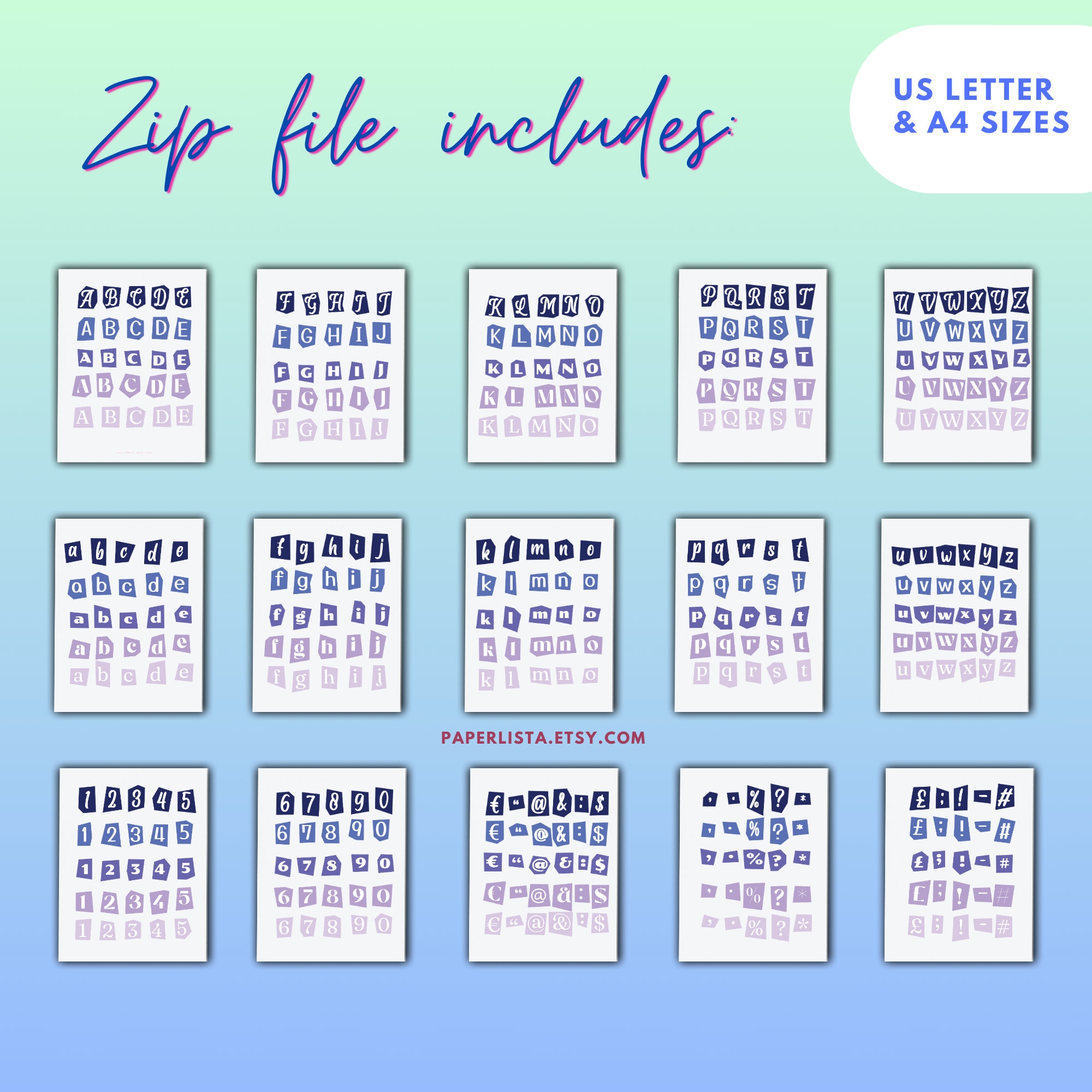 Printable Download PDF Magazine Letters - Alphabet Numbers, Ransom Note ...