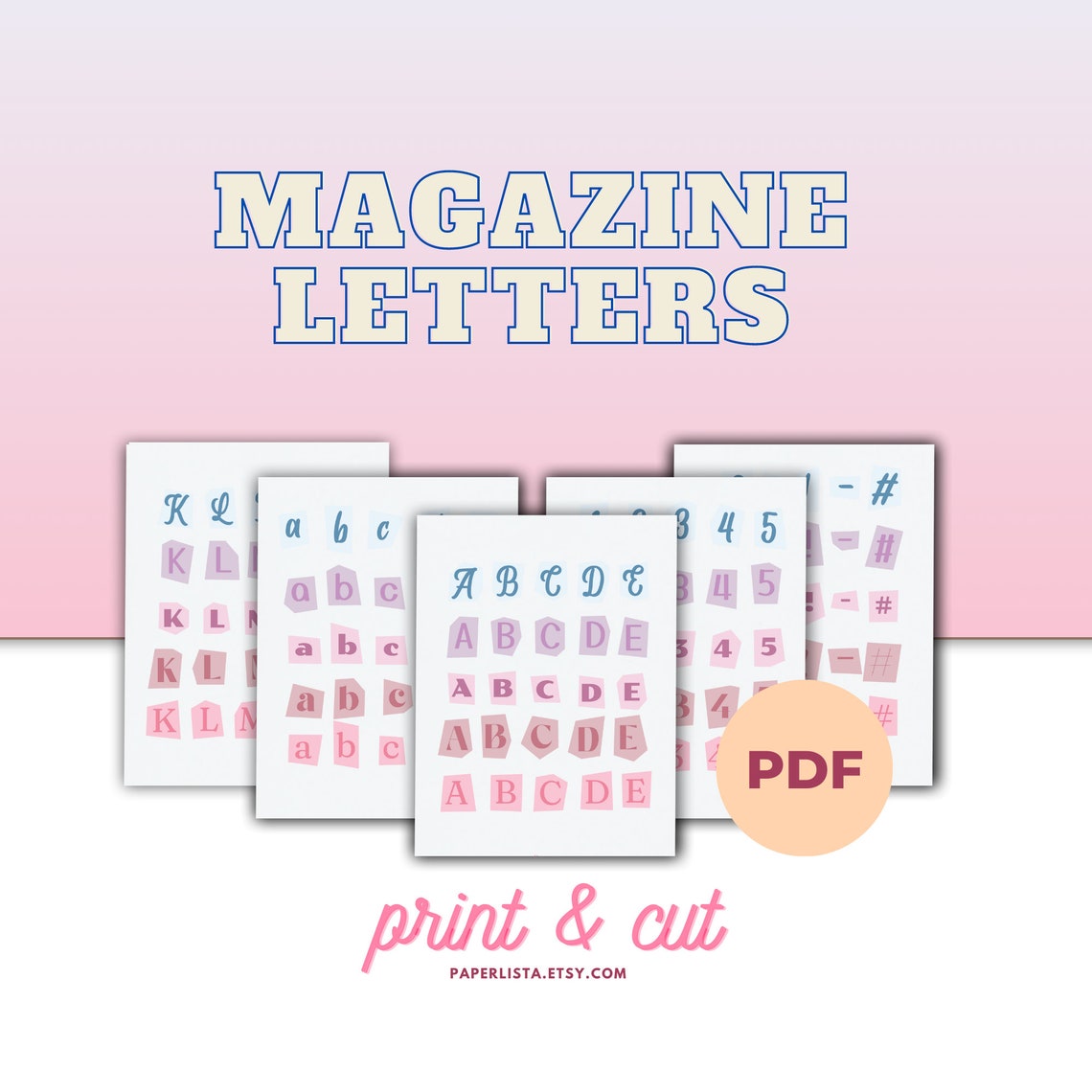 Printable Download PDF Magazine Letters Alphabet Numbers, Ransom Note ...