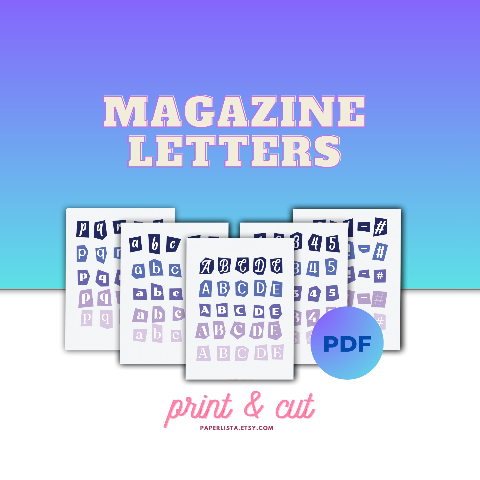Printable Download PDF Magazine Letters Alphabet Numbers, Ransom Note ...