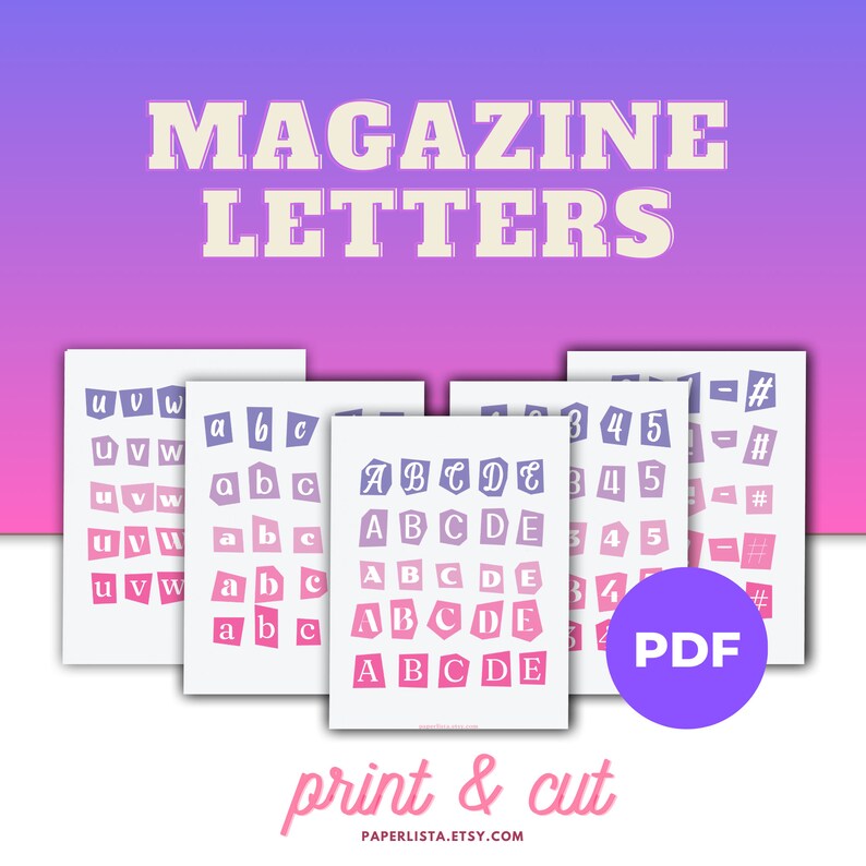 Printable Download PDF Magazine Letters Alphabet Numbers, Ransom Note ...
