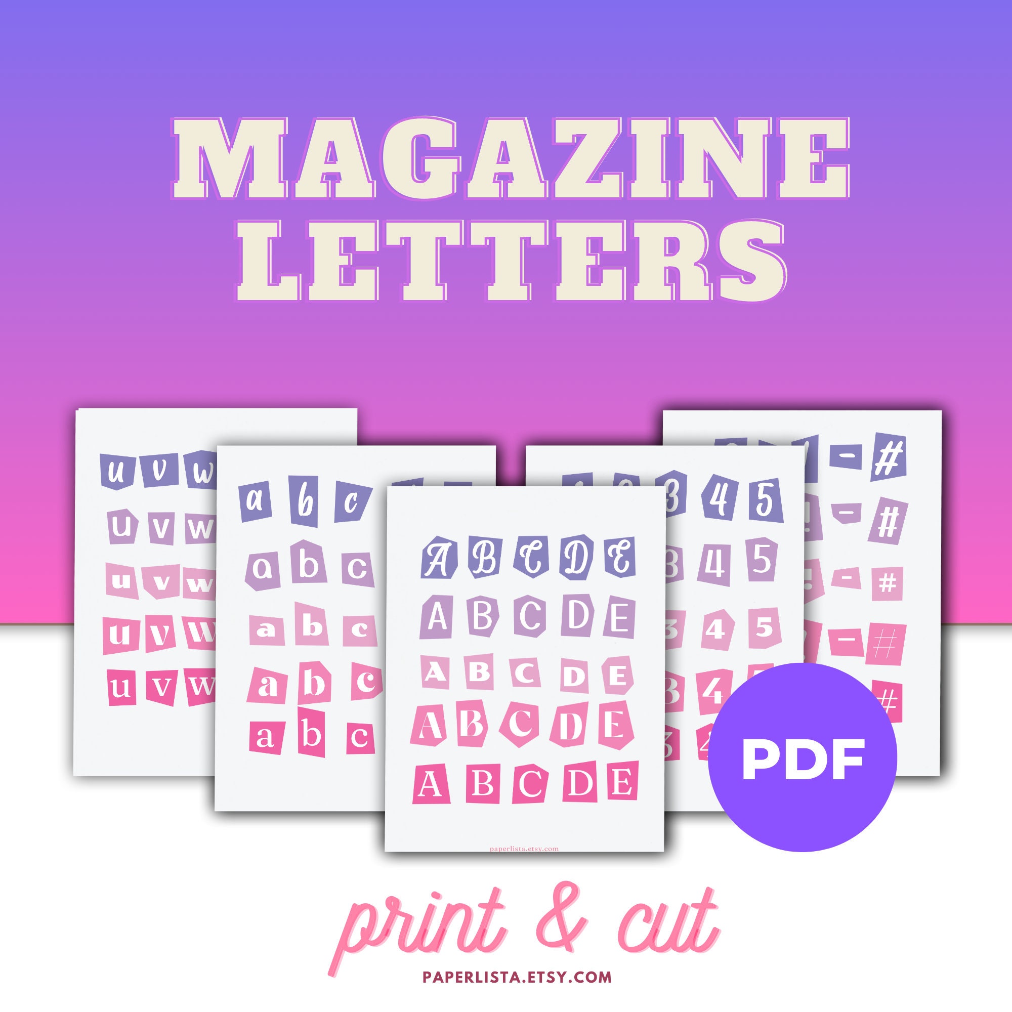 Printable Download PDF Magazine Letters Alphabet Numbers, Ransom Note ...