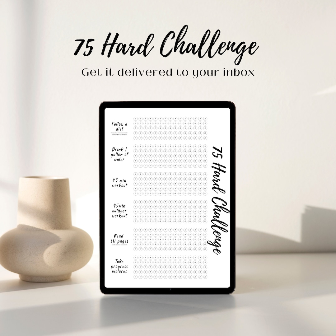 75 Hard Challenge Tracker, Digital PDF Download, Bullet, Journal ...