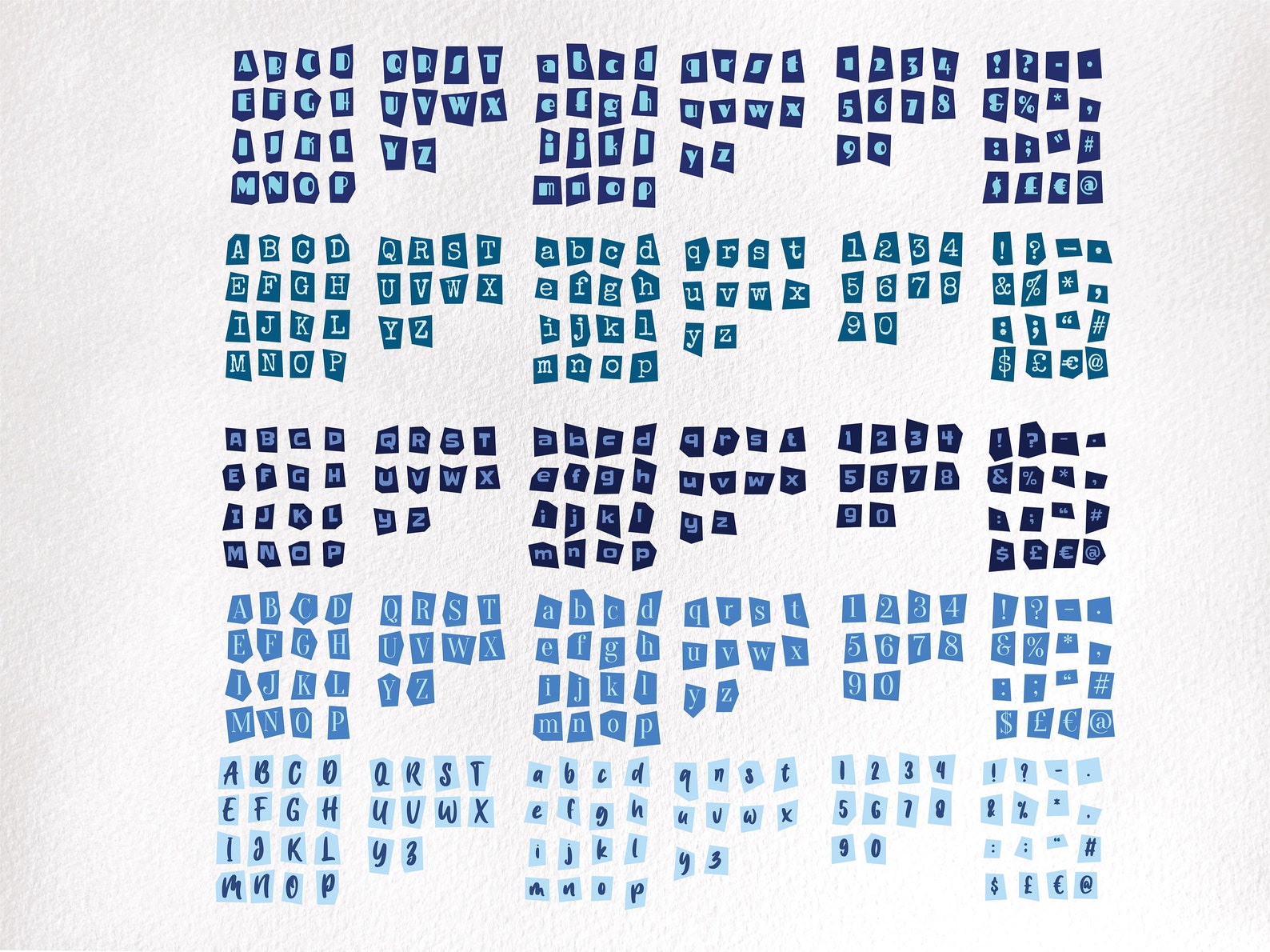 Digital RANSOM NOTE Letters & Numbers - Alphabet Images Ephemera. Junk ...
