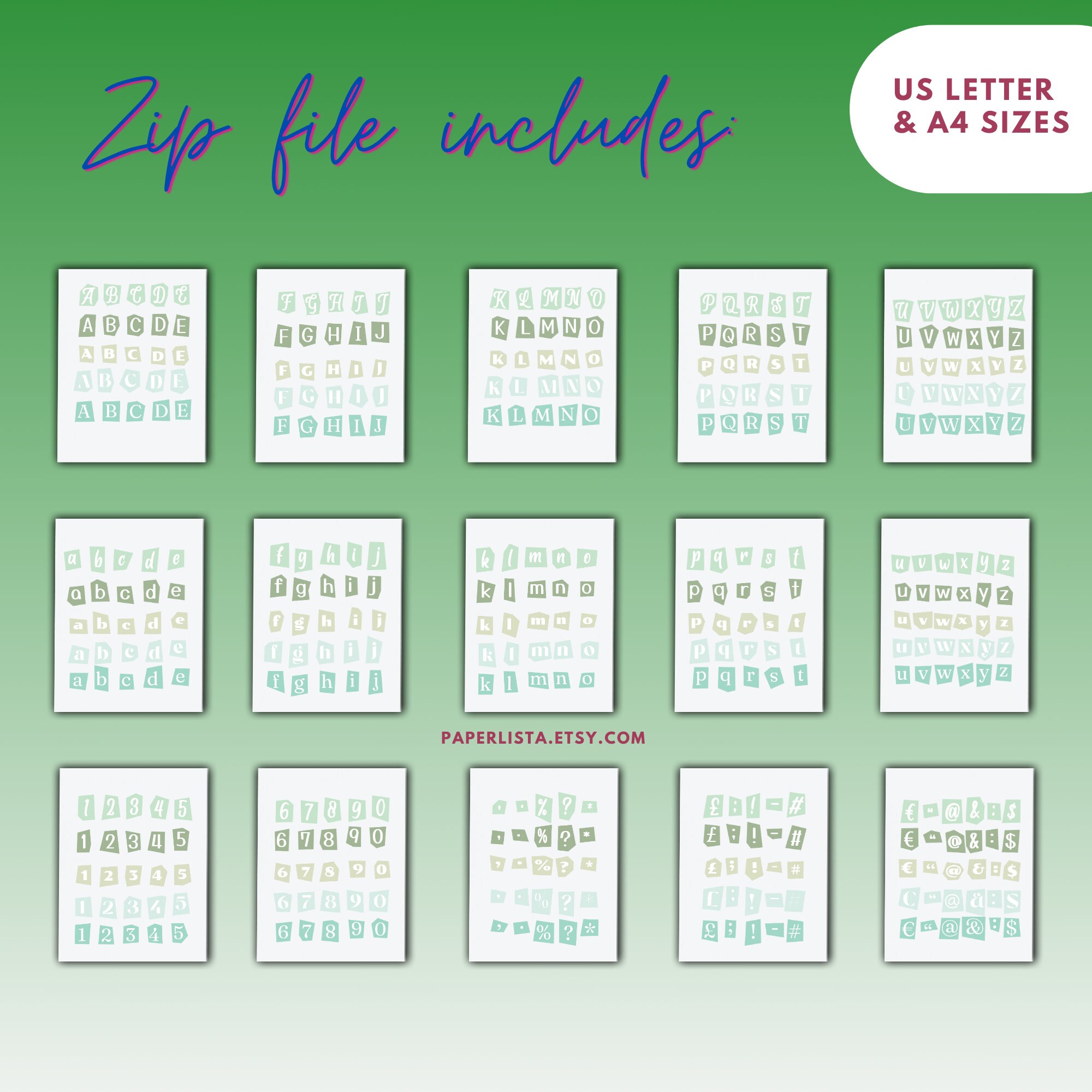 Printable Download PDF Magazine Letters - Alphabet Numbers, Ransom Note ...