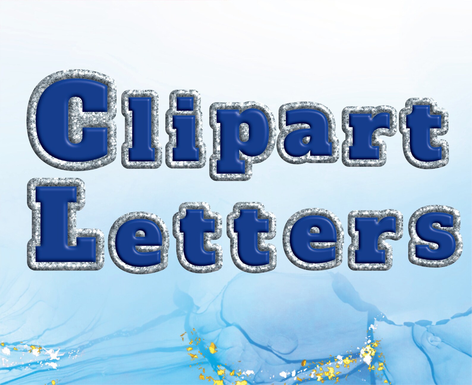 Blue Silver Glitter Alphabet Pack Digital Clipart Varsity - Etsy
